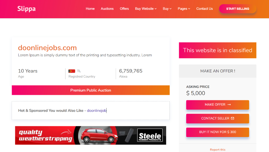 Slippa - Domains,Website ,App & Social Media Marketplace PHP Script by Onlinetoolhub